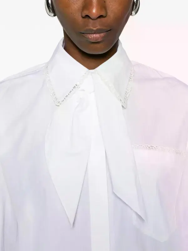 Maje Lace Trimmed Cotton Poplin Shirt