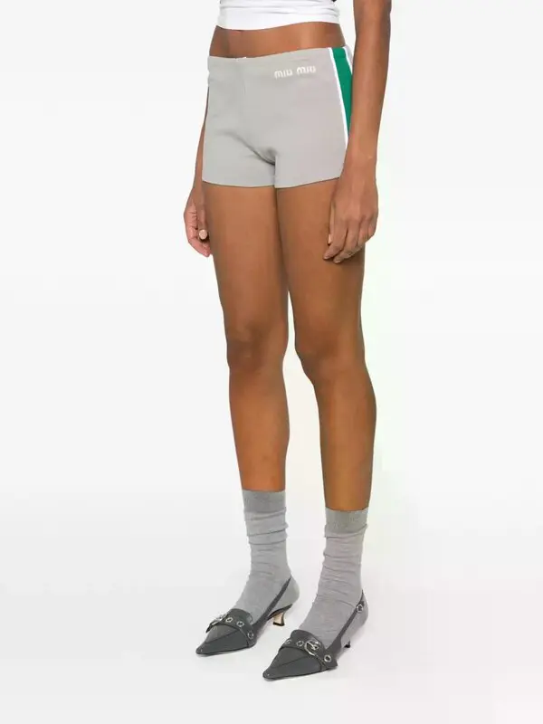 Miu Miu Technical Yarn Mini Shorts With Drawstring Closure