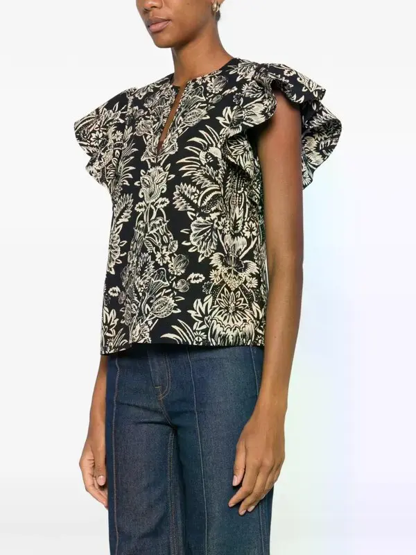 Ulla Johnson Severine Floral Blouse - Black