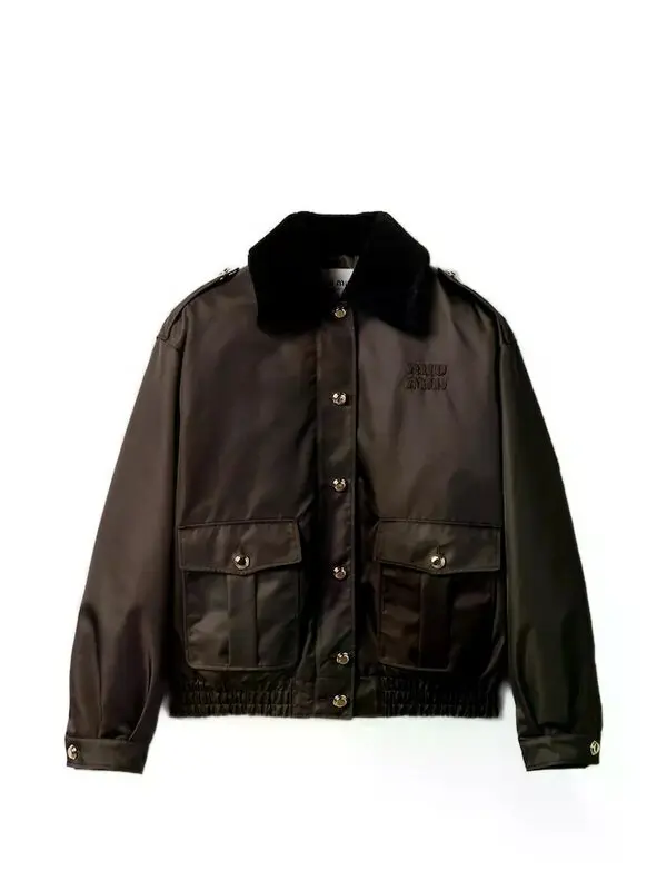 Miu Miu Padded Oversized Military Jacket With Shearling Collar