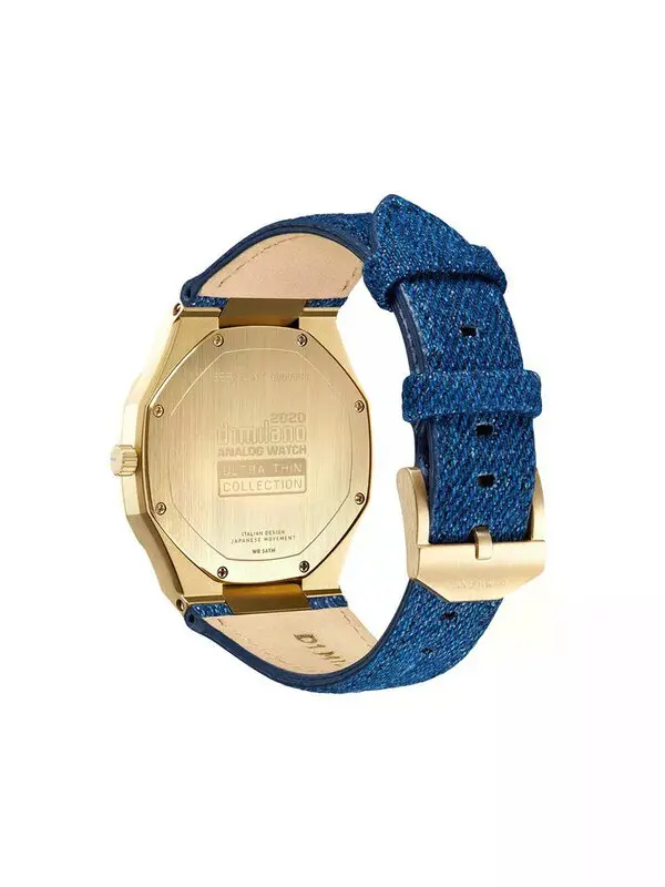 D1 MILANO 34mm Ultra Thin Classic Denim Watch - Gold