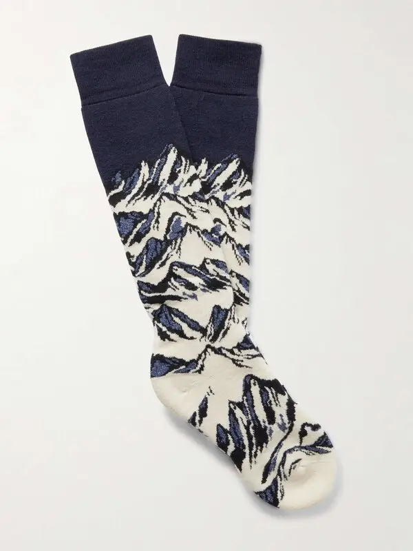 Fusalp Mount Iii Ribbed Stretch Wool-blend Jacquard Ski Socks - Navy