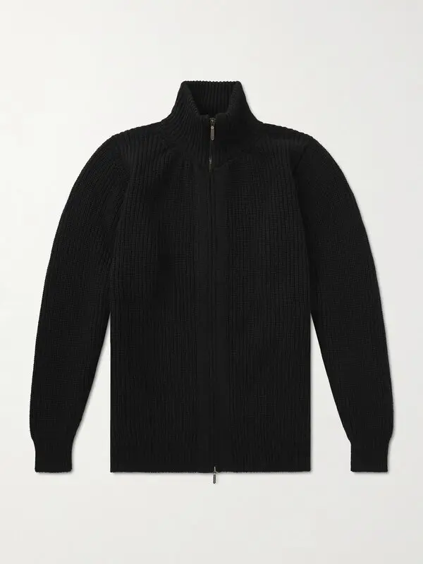 William Lockie Zack Ribbed Cashmere Cardigan