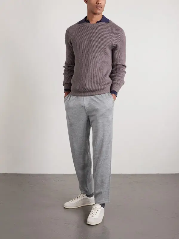 Brunello Cucinelli Tapered Cashmere-blend Jersey Sweatpants - Gray