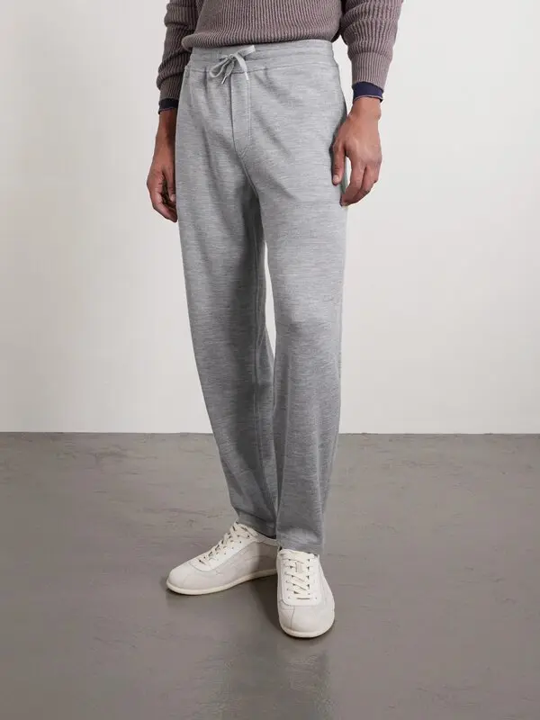 Brunello Cucinelli Tapered Cashmere-blend Jersey Sweatpants - Gray