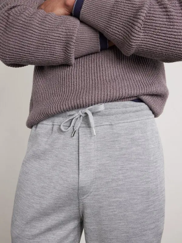 Brunello Cucinelli Tapered Cashmere-blend Jersey Sweatpants - Gray