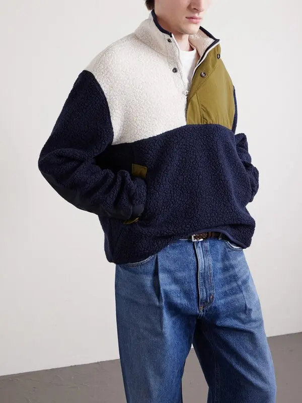 DRAKE'S Fleece And Shell Half-placket Jacket