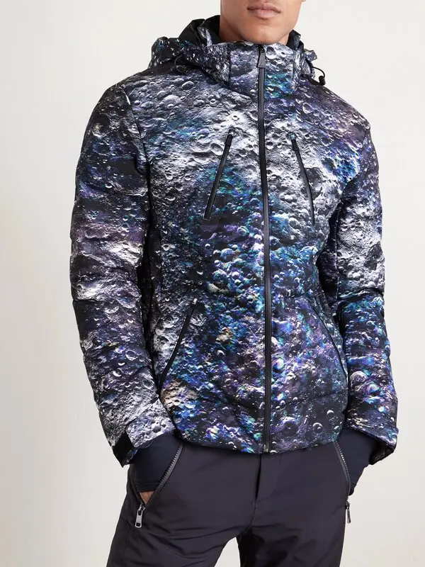 Aztech Mountain Printed Quilted Hooded Down Ski Jacket - Blue