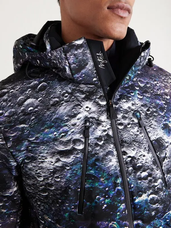 Aztech Mountain Printed Quilted Hooded Down Ski Jacket - Blue