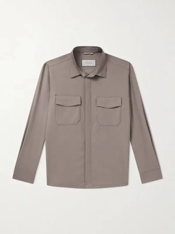 Canali Wool-blend Overshirt - Neutrals