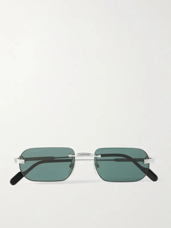 CARTIER Première De Square-frame Rimless Sunglasses - Silver