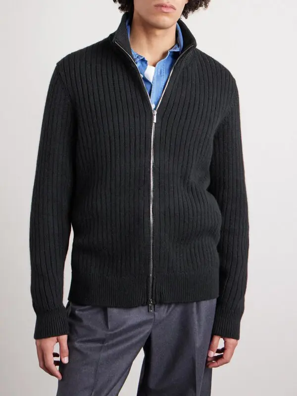 Massimo Alba Mirko Ribbed Cashmere And Alpaca-blend Zip-up Sweater