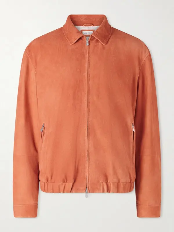 Brunello Cucinelli Suede Blouson Jacket - Orange