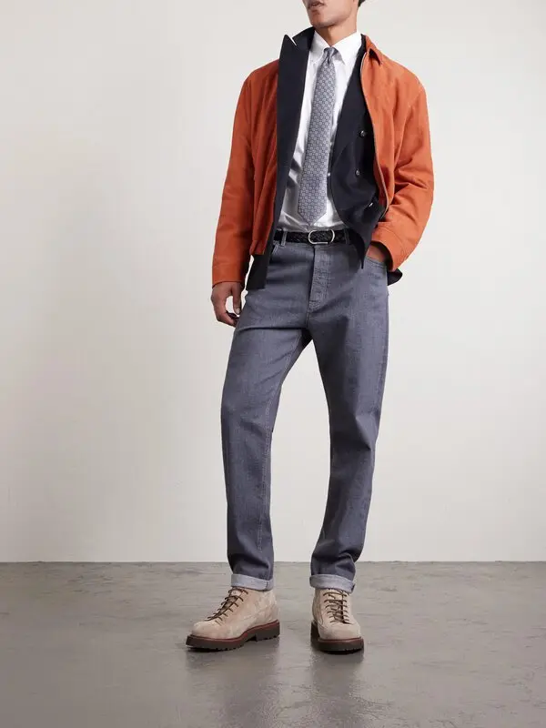 Brunello Cucinelli Suede Blouson Jacket - Orange