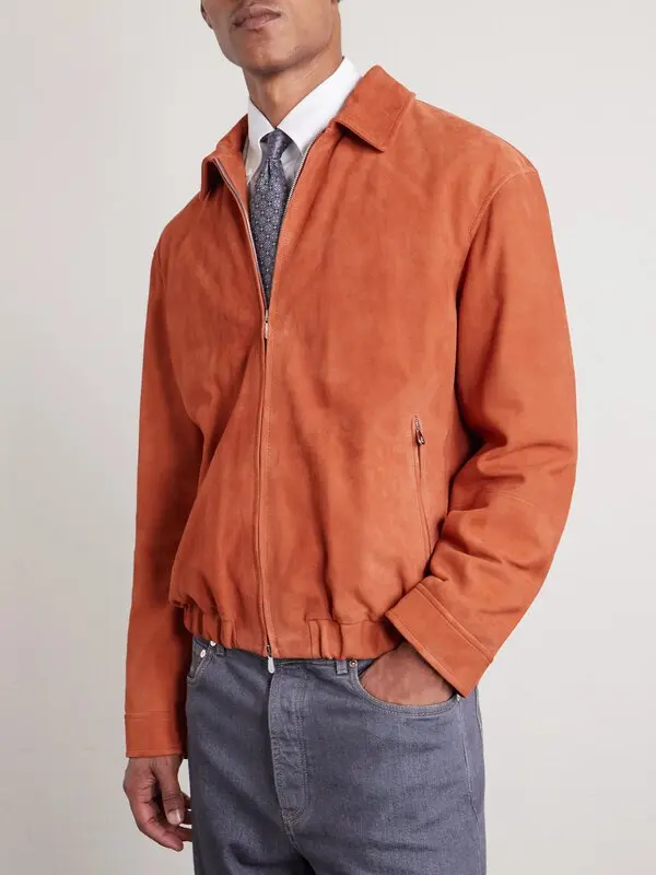 Brunello Cucinelli Suede Blouson Jacket - Orange