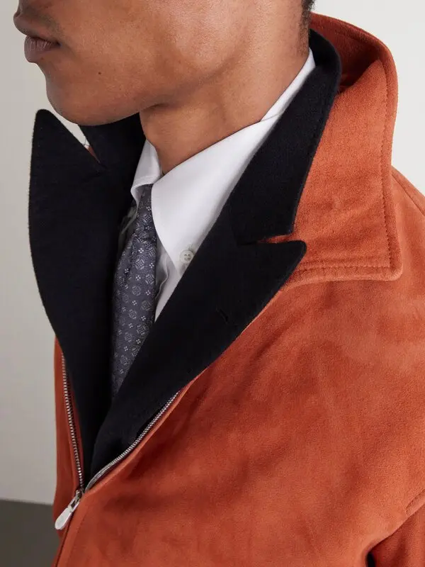 Brunello Cucinelli Suede Blouson Jacket - Orange
