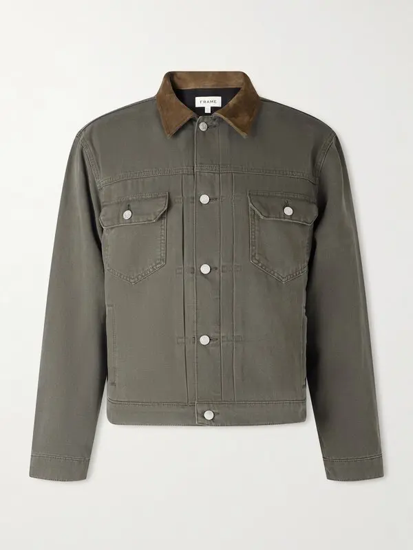 FRAME Cotton-canvas Trucker Jacket - Green