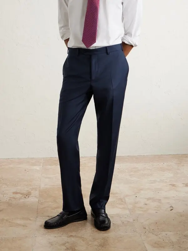 Canali Slim-fit Tapered Puppytooth Wool Suit Trousers