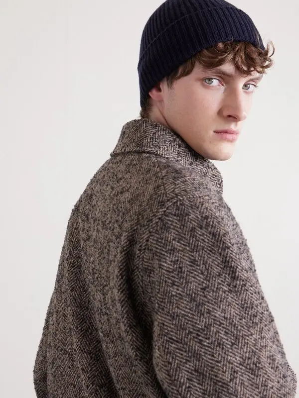 William Lockie Ribbed Cashmere Beanie - Blue