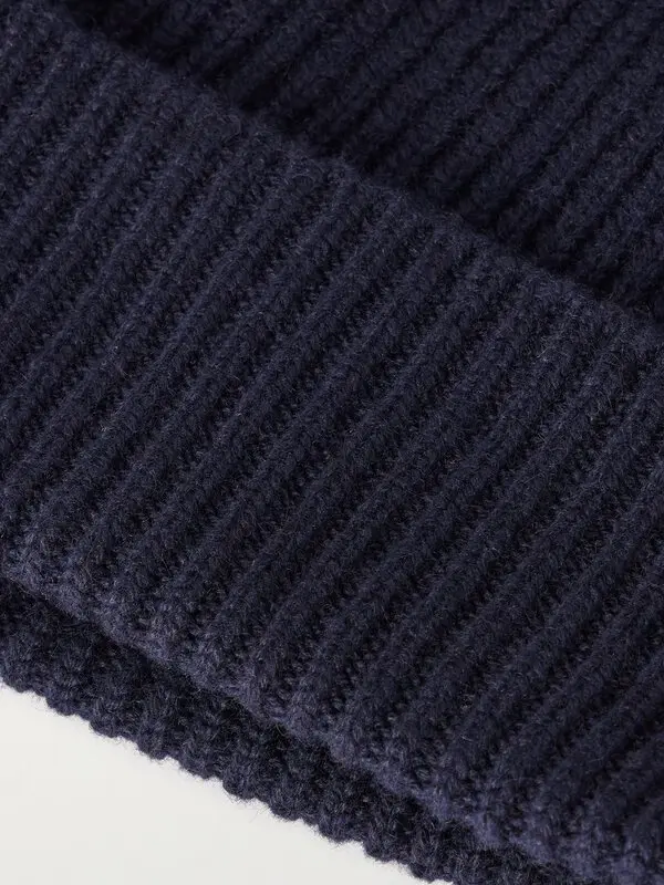 William Lockie Ribbed Cashmere Beanie - Blue