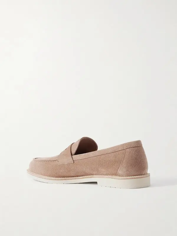 Brunello Cucinelli Suede Penny Loafers - Neutrals