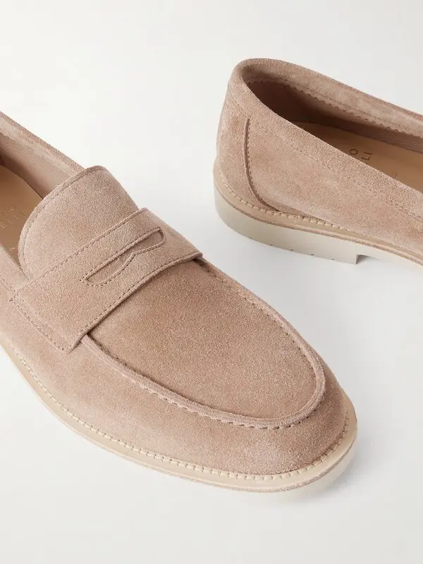 Brunello Cucinelli Suede Penny Loafers - Neutrals