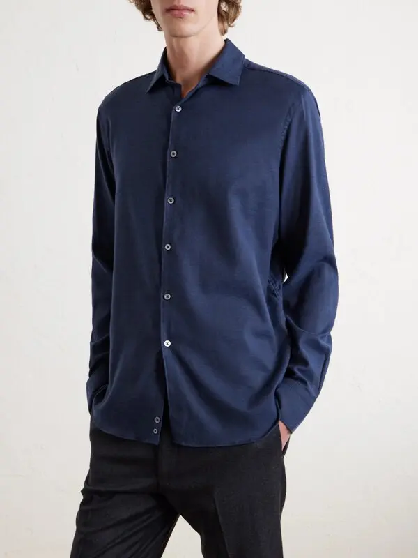 Canali Cotton And Cashmere-blend Shirt