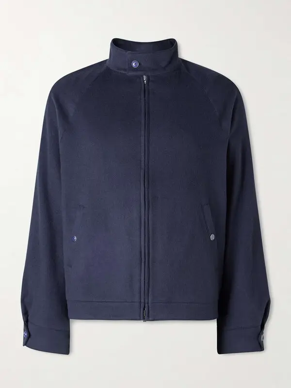 GOD'S TRUE CASHMERE Brushed-cashmere Blouson Jacket - Navy
