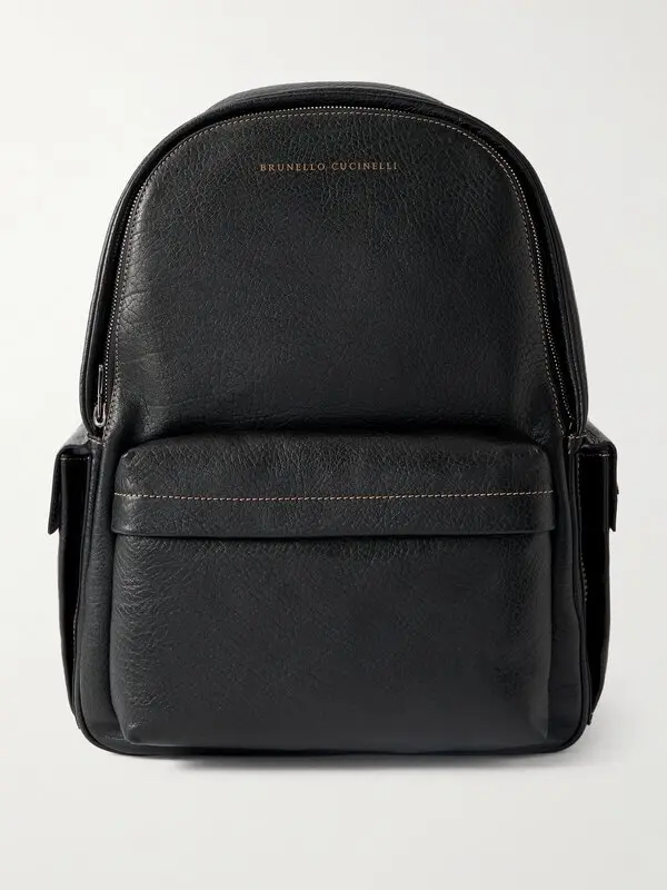 Brunello Cucinelli Full-grain Leather Backpack - Black