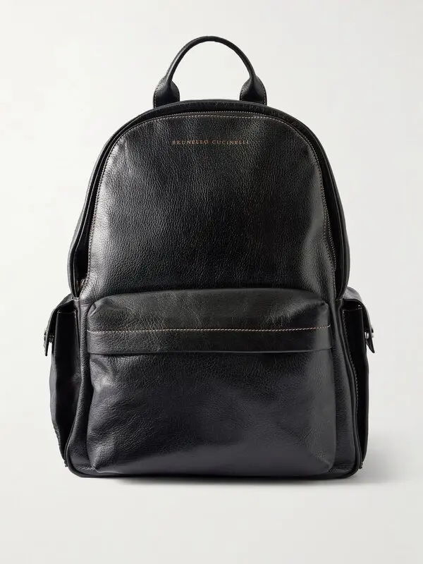 Brunello Cucinelli Full-grain Leather Backpack - Black