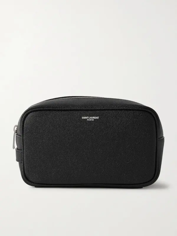 Saint Laurent Full-grain Leather Travel Pouch - Black