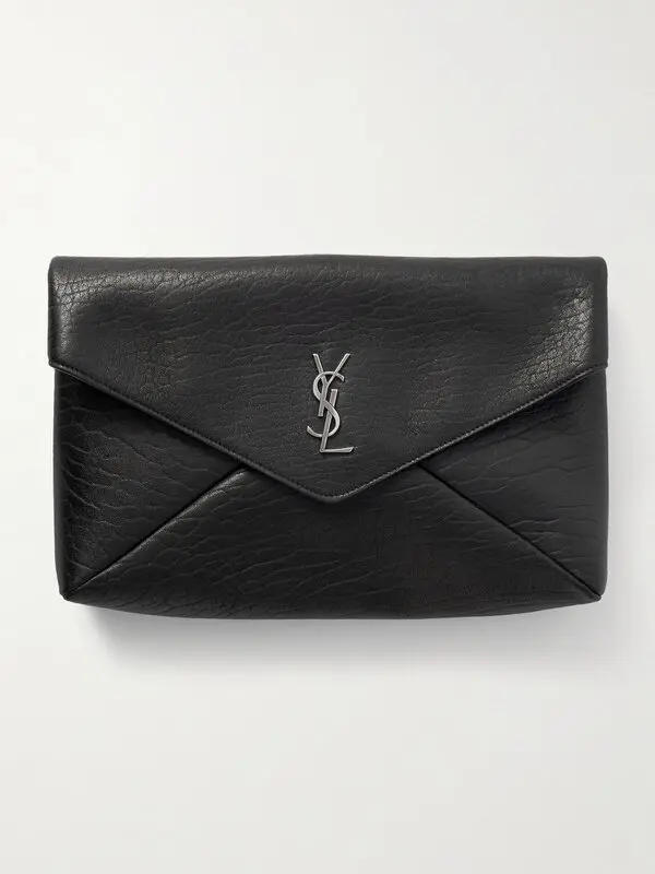 Saint Laurent Logo-embellished Leather Pouch - Black