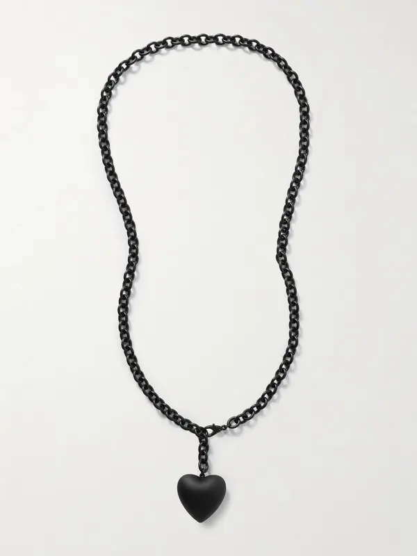 ROXANNE ASSOULIN Puffy Heart Metal Necklace - Black