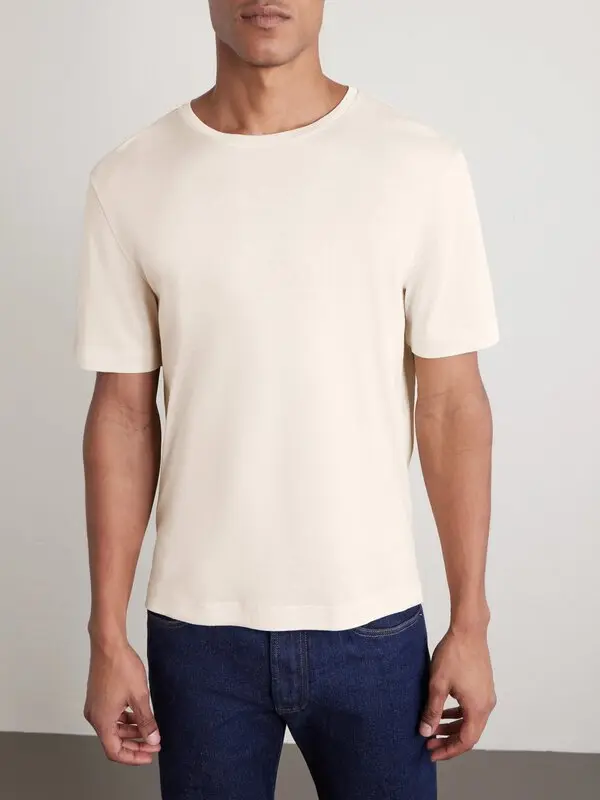 Loro Piana Mazzorbo Silk And Cotton-blend Jersey T-shirt - Neutrals