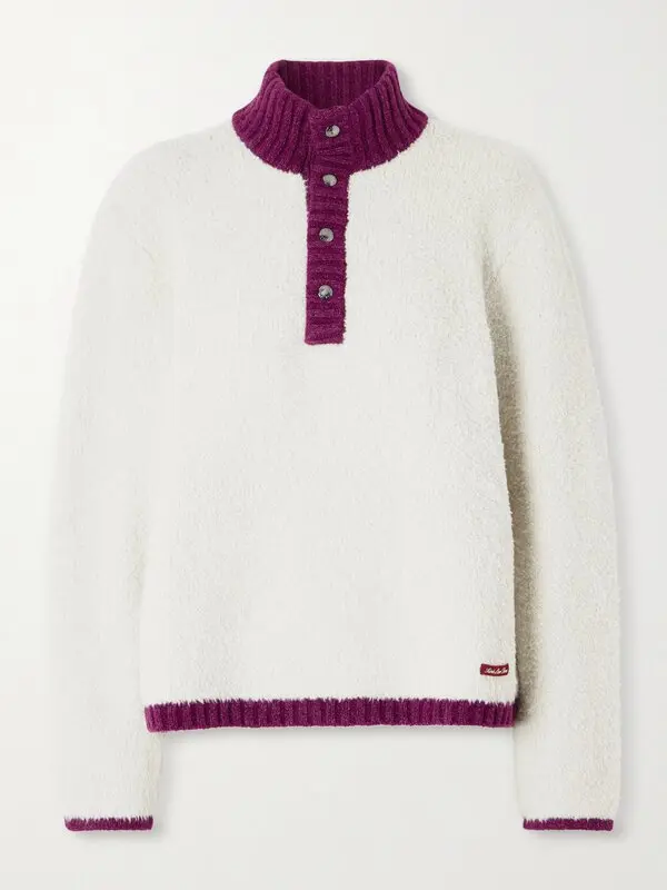 Aimé Leon Dore Chalet Appliquéd Wool-blend Chenille Sweater - Gray
