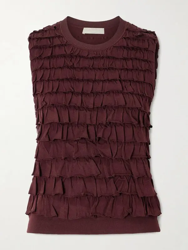 Ulla Johnson Lula Tiered Ruffled Jersey Top - Purple
