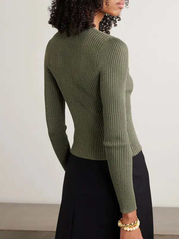 LESET Blake Ribbed Lurex Cardigan