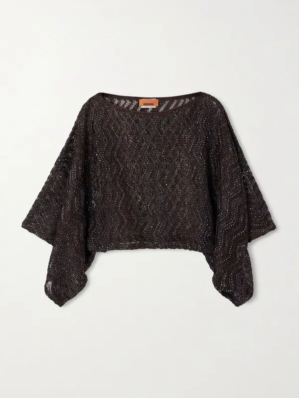 Missoni Mare Cropped Sequin-embellished Crochet-knit Top