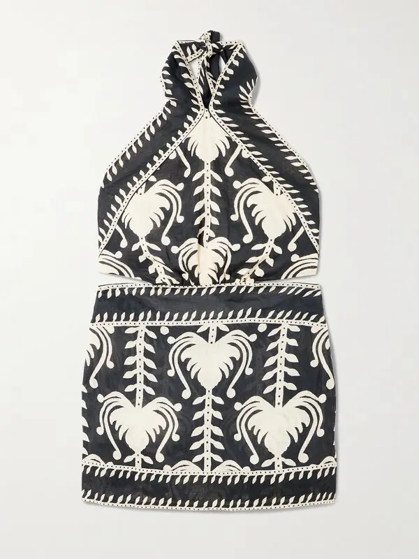 Johanna Ortiz Tide Strength Printed Mini Dress - Black