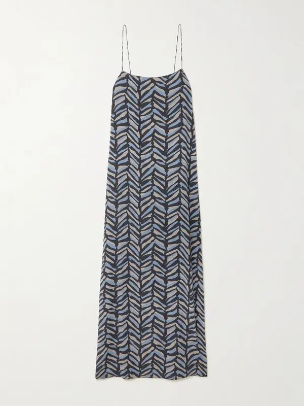 Matteau Printed Silk-voile Maxi Dress - Blue