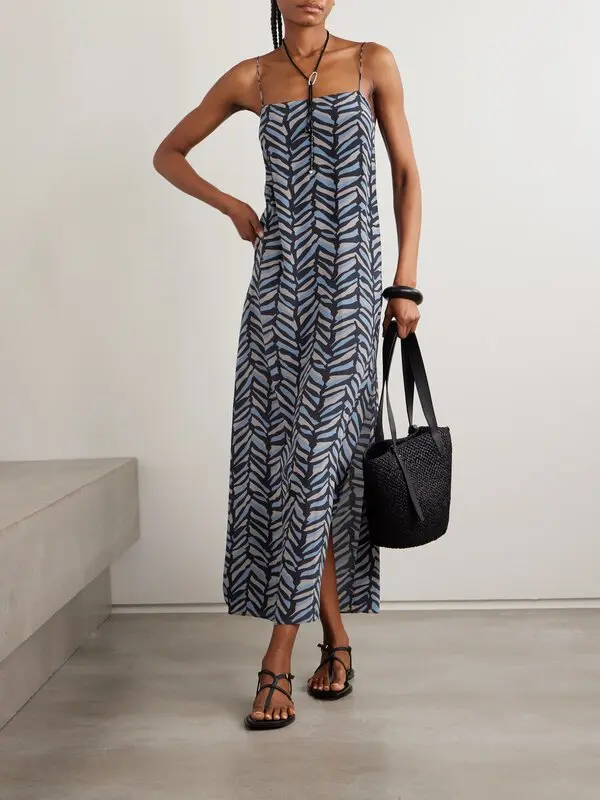 Matteau Printed Silk-voile Maxi Dress - Blue