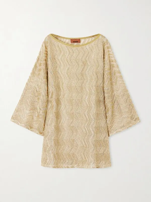 Missoni Mare Metallic Crochet-knit Coverup - Gold