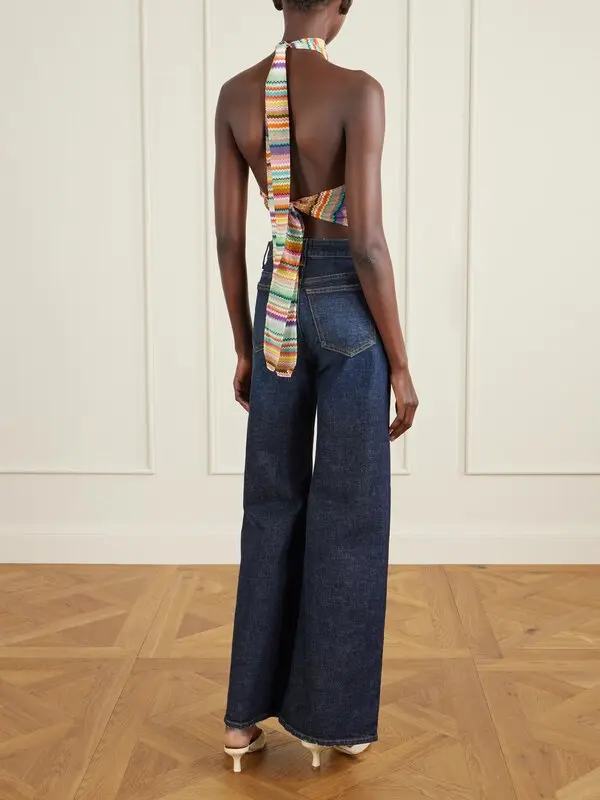 Missoni Striped Cotton And Silk-blend Crepe De Chine Halterneck Top