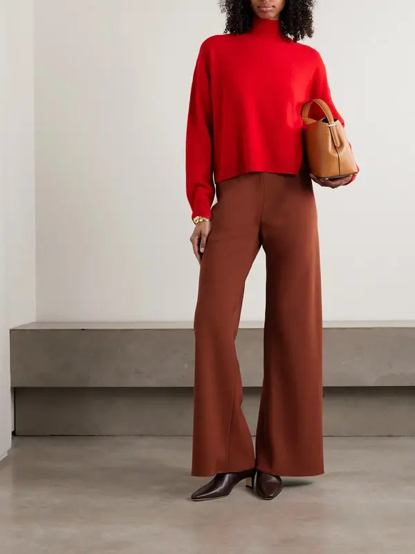 LA LIGNE Colby Recycled Stretch-crepe Wide-leg Pants - Brick