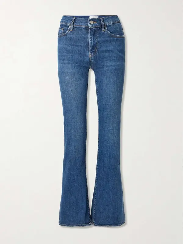 FRAME The Icon Long Mid-rise Flared Jeans - Mid Denim