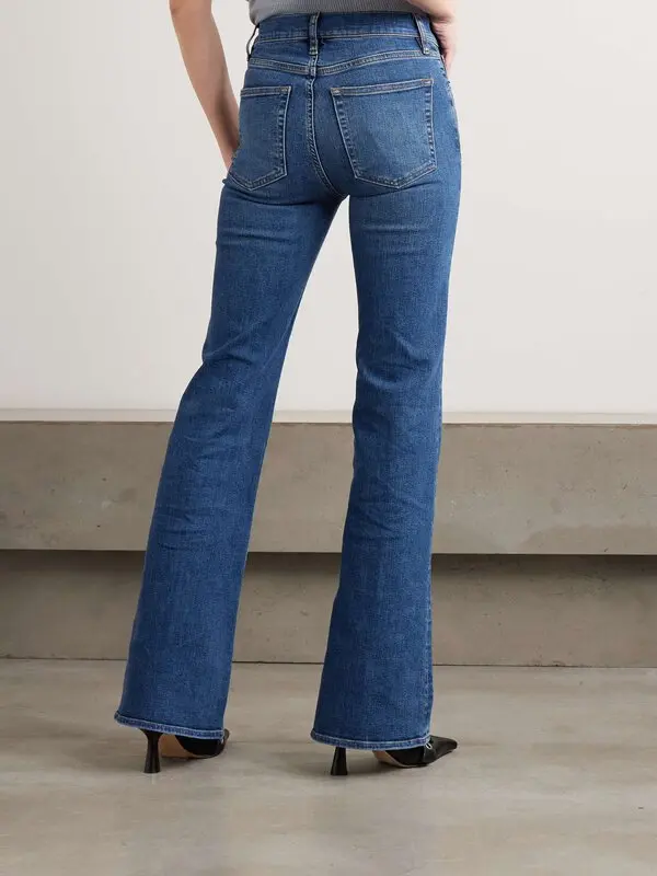 FRAME The Icon Long Mid-rise Flared Jeans - Mid Denim