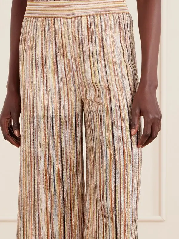 Missoni Embellished Crochet-knit Wide-leg Pants - Brown
