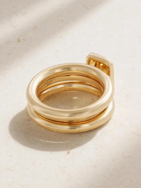BY PARIAH Lumen Stack Set Of Three 14k Recycled Quartz Rings - Gold