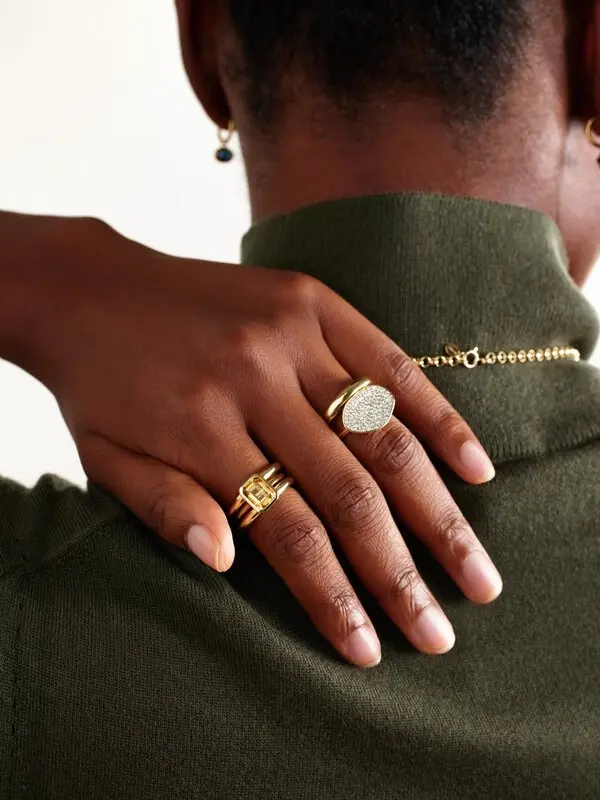 BY PARIAH Lumen Stack Set Of Three 14k Recycled Quartz Rings - Gold