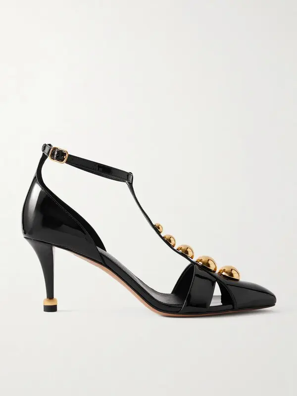 Chloé Cleiat Embellished Patent-leather Pumps - Black